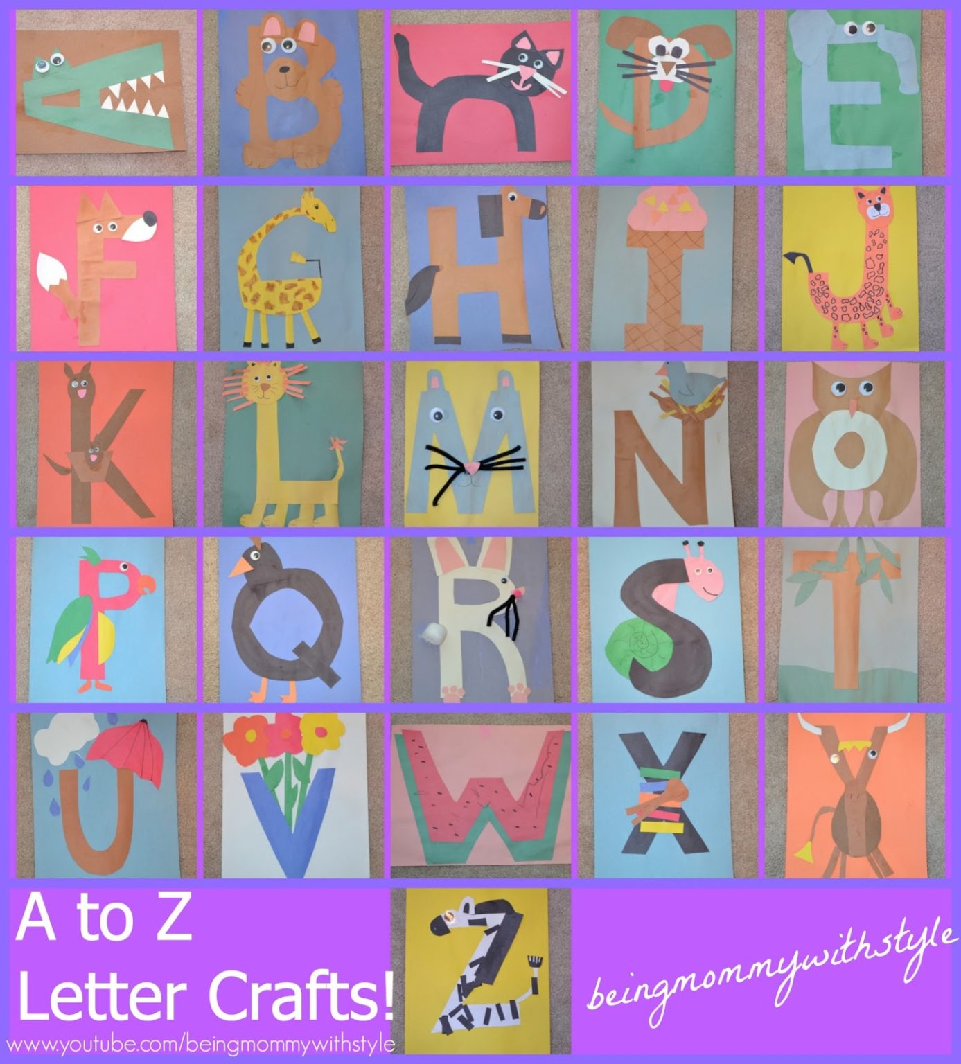 Preschool Alphabet Letter Crafts: EASY DIY A through Z
